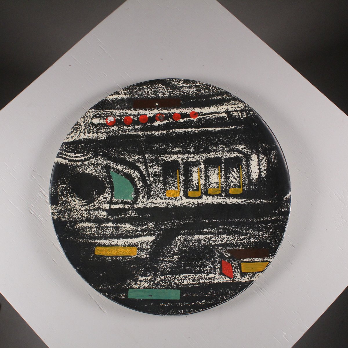 Victor Plate in Hand-Painted Metal, 1970s for sale at Pamono