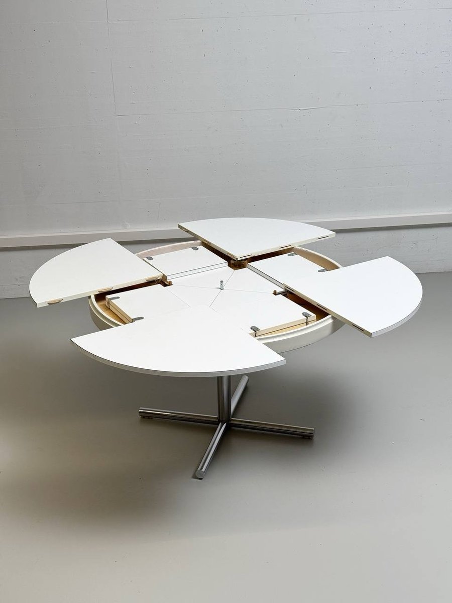 Mid-Century Round Dining Table with Innovative Mechanics for sale at Pamono