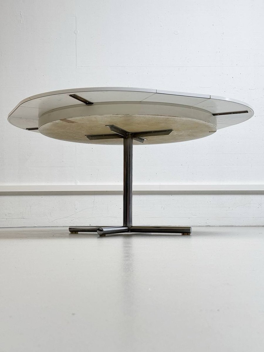Mid-Century Round Dining Table with Innovative Mechanics for sale at Pamono