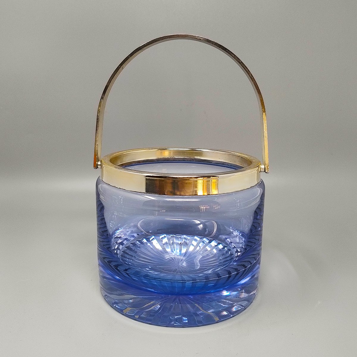 Blue Ice Bucket in Crystal by l.A.C.S., Italy, 1970s for sale at Pamono