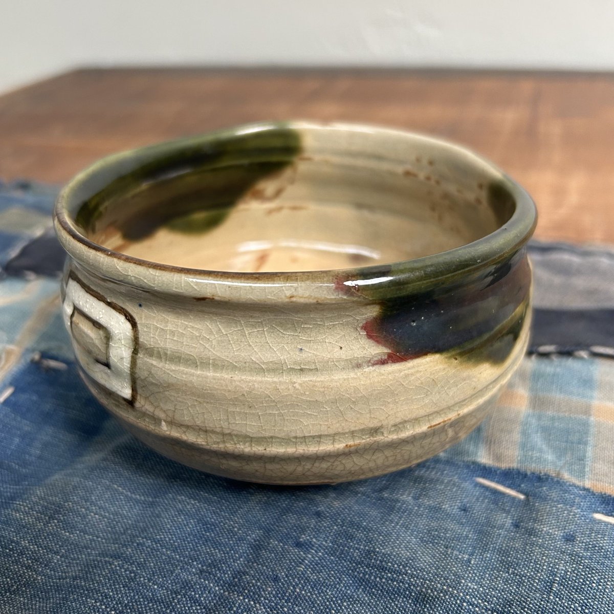 Vintage Oribe Ware Chawan Tea Bowl by Shunji Kato, 1960s for sale at Pamono