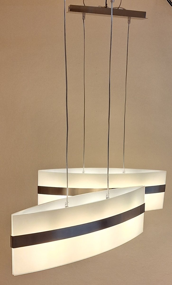 Vintage Ceiling Lamps with Stainless Steel Frames and Arched Glass ...