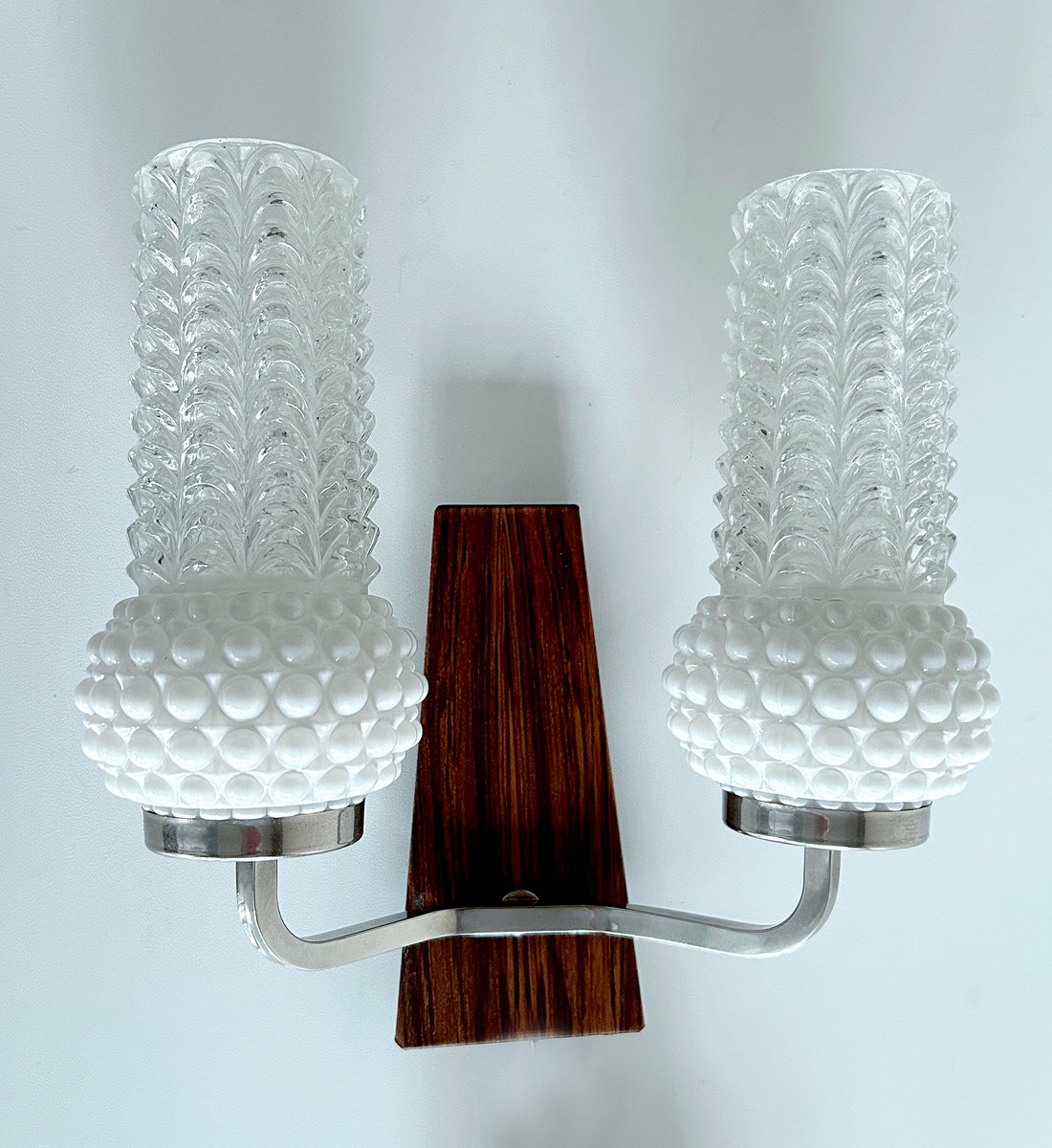 Vintage Scandinavian Glass and Chrome Sconces, 1960s, Set of 2 for sale ...