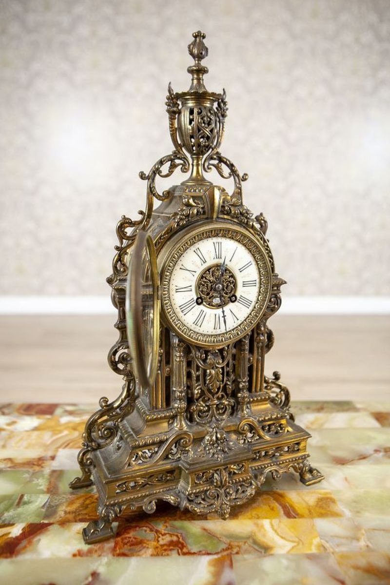 French Style Mantel Clock with Candelabras, Early 20th Century, Set of ...