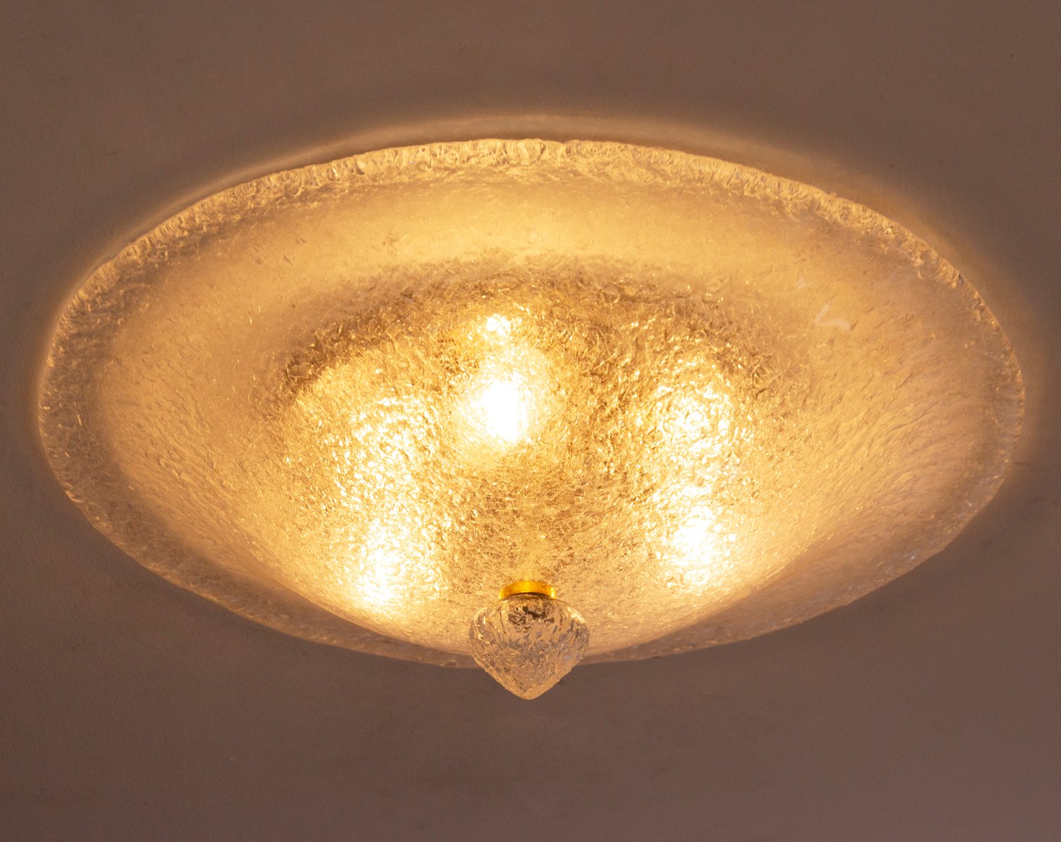 Large Ceiling Light with Clear Murano Glass with Grit, Italy, 1990s for ...