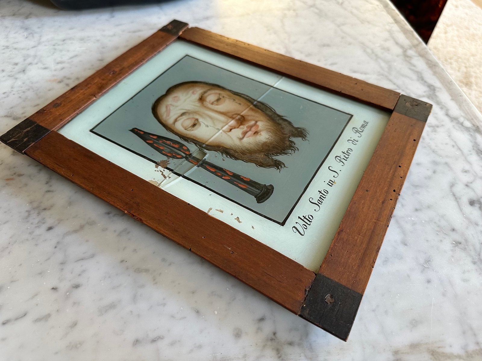 Reverse Glass Painting of Jesus Christ, 1800s for sale at Pamono