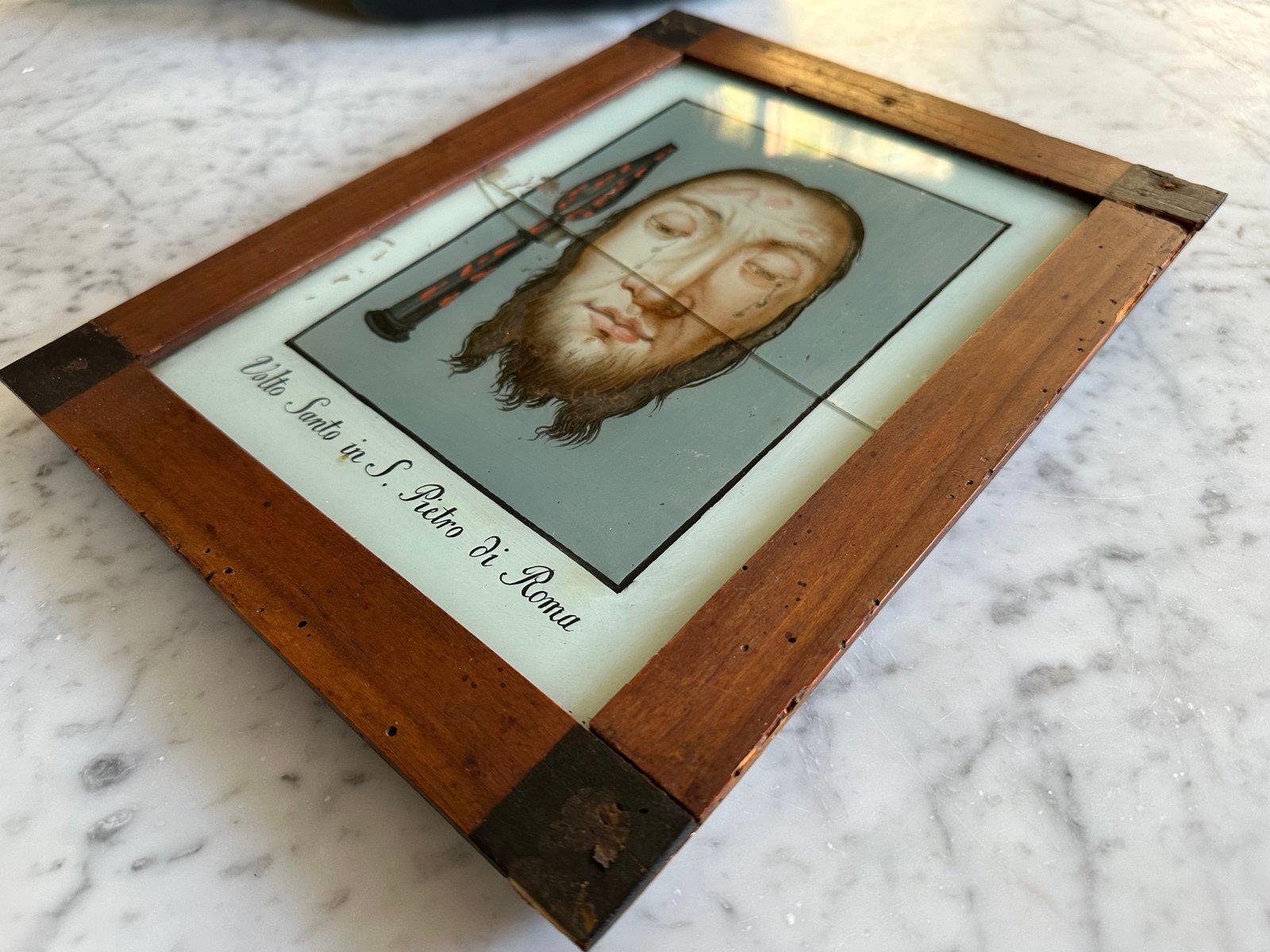 Reverse Glass Painting of Jesus Christ, 1800s for sale at Pamono