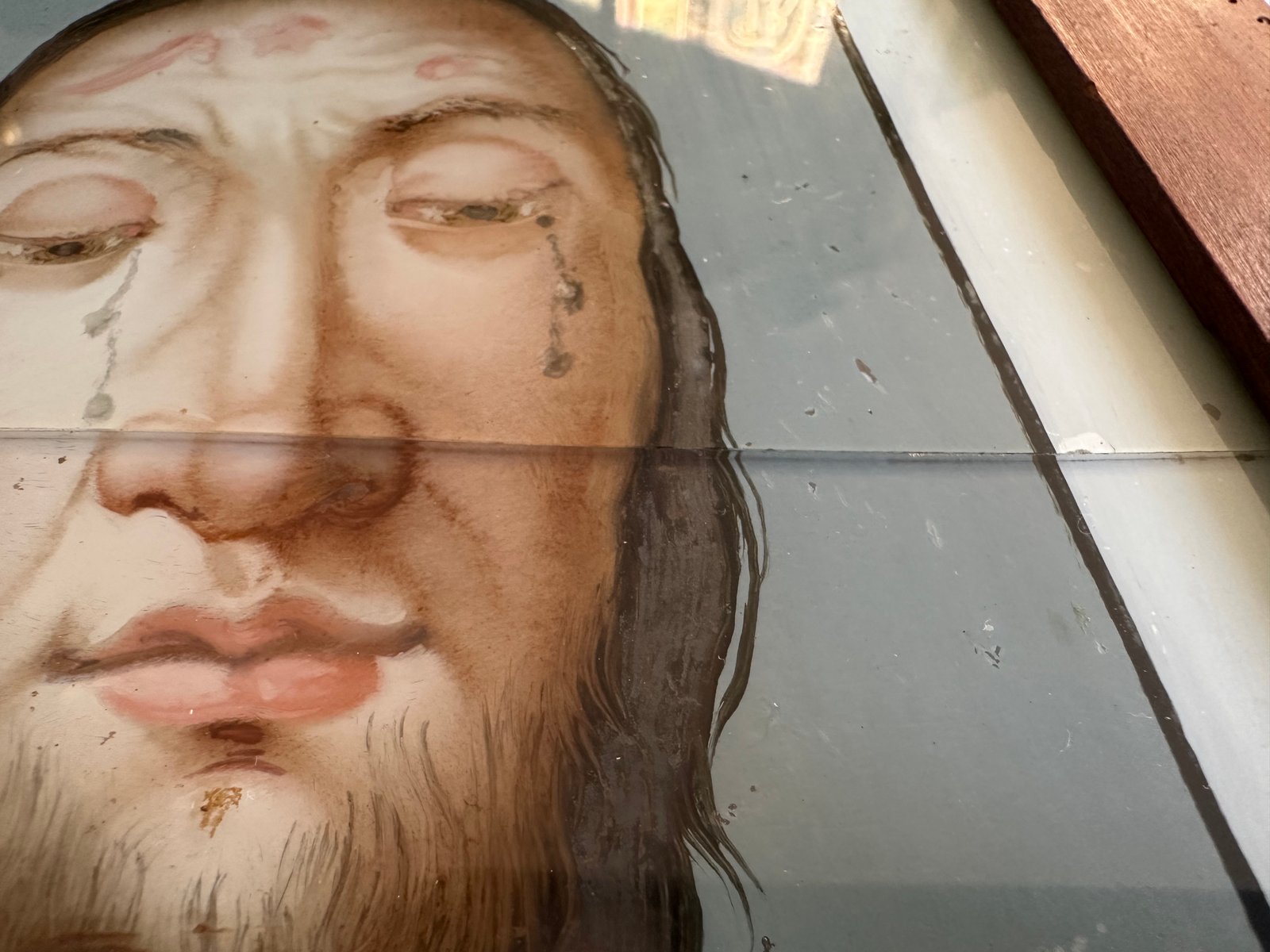 Reverse Glass Painting of Jesus Christ, 1800s for sale at Pamono