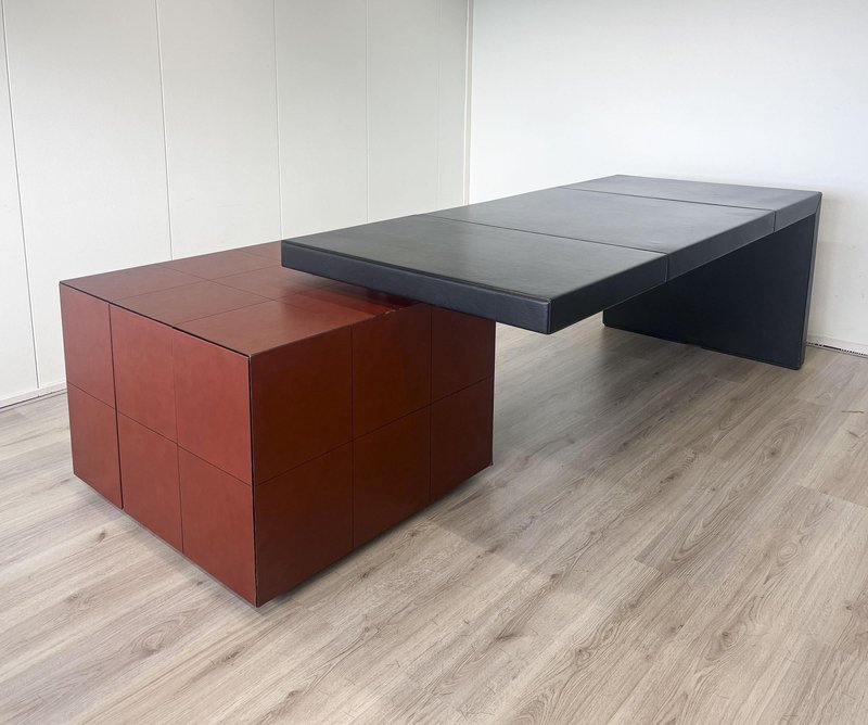 CEO Cube Desk in Leather from Poltrona Frau, Early 2000s for sale at Pamono