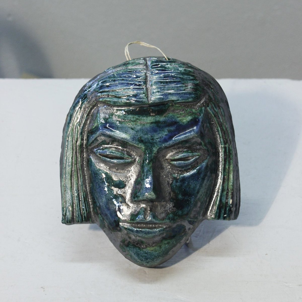 Mid-Century French Ceramic Wall Mask, 1950s for sale at Pamono