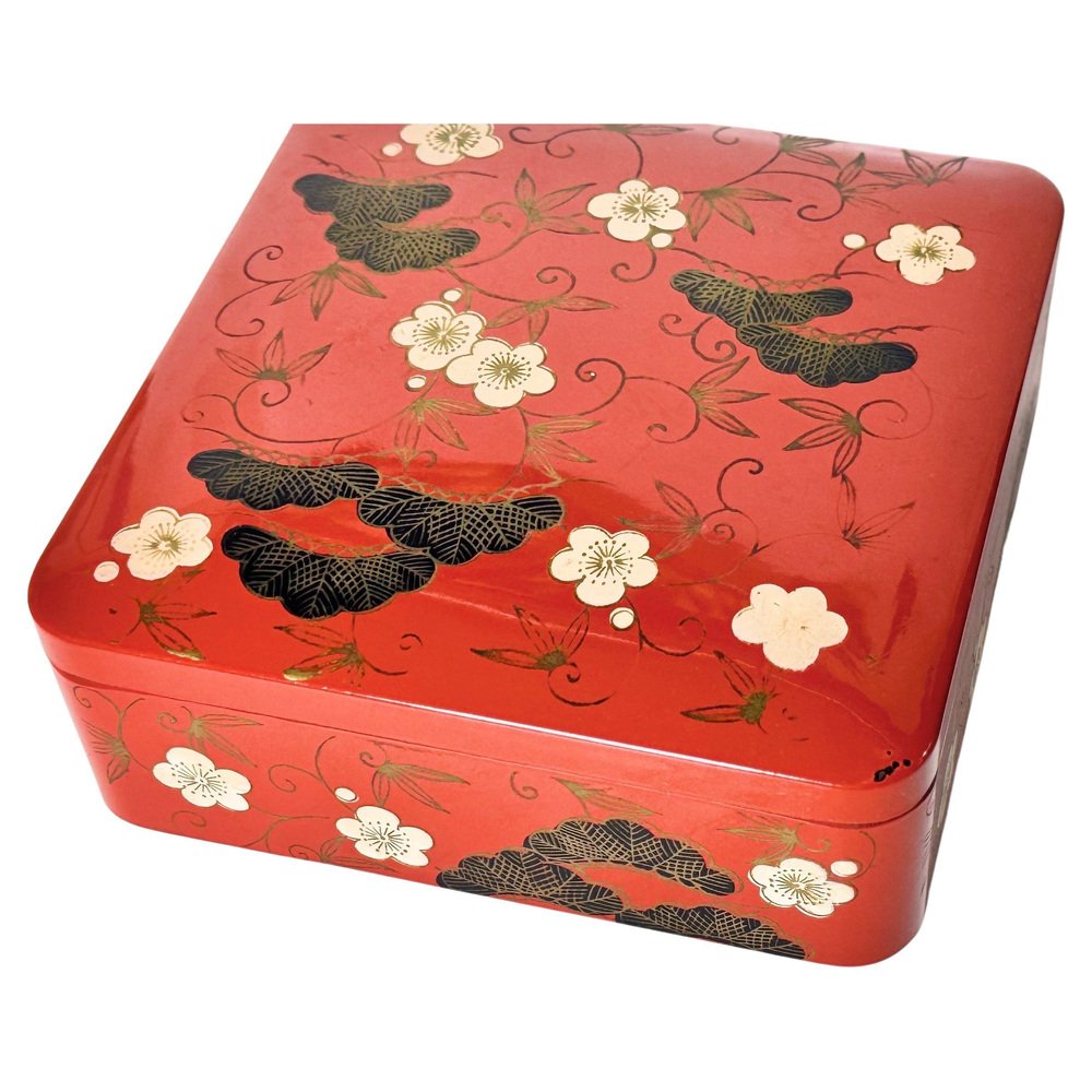 20th Century Black and Orange - Red Color Box in Lacquered Wood ...
