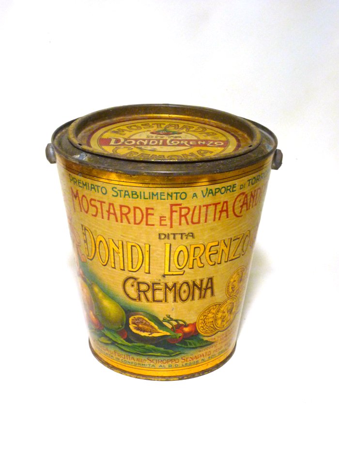 Italian Tin Mustard Box by Dondi Lorenzo, 1930s for sale at Pamono