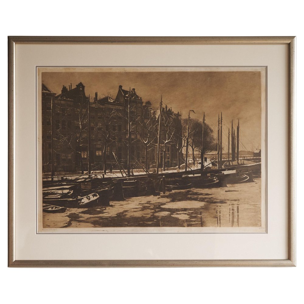 Willem Witsen, Amsterdam with Snow, Etching, 1903 for sale at Pamono