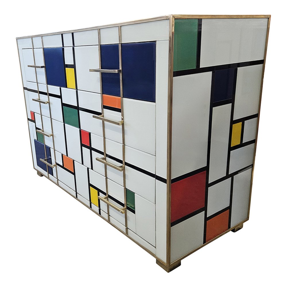 Mondrian Style Four-Drawer Dresser in Murano Glass, 1980s for sale at ...