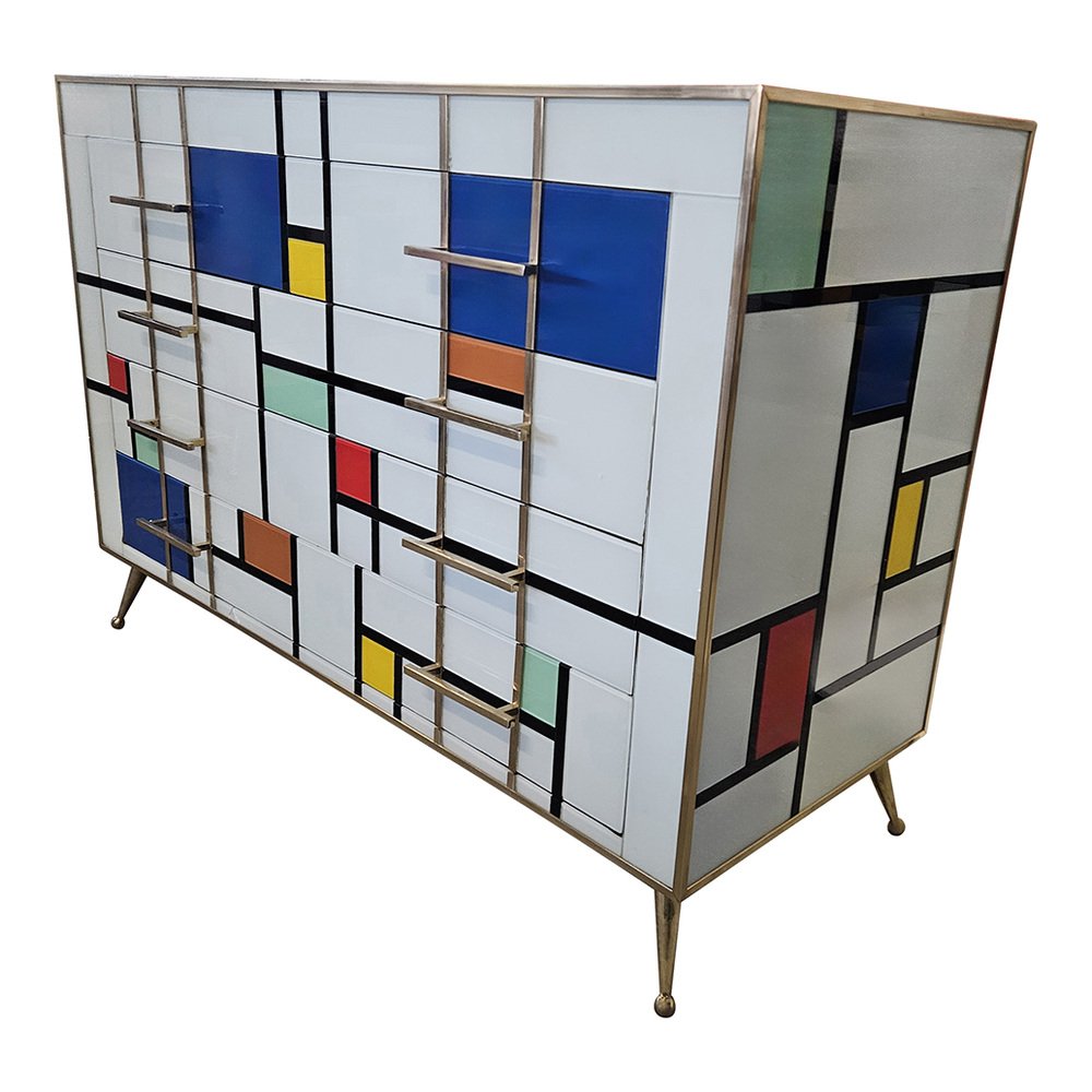 Mondrian Style Four-Drawer Dresser in Murano Glass, 1980s for sale at ...