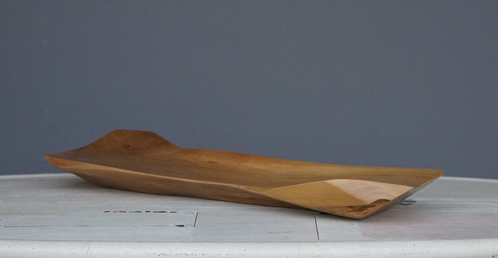Large Free-Form Dish Tray in Cherry Wood, 1970s for sale at Pamono