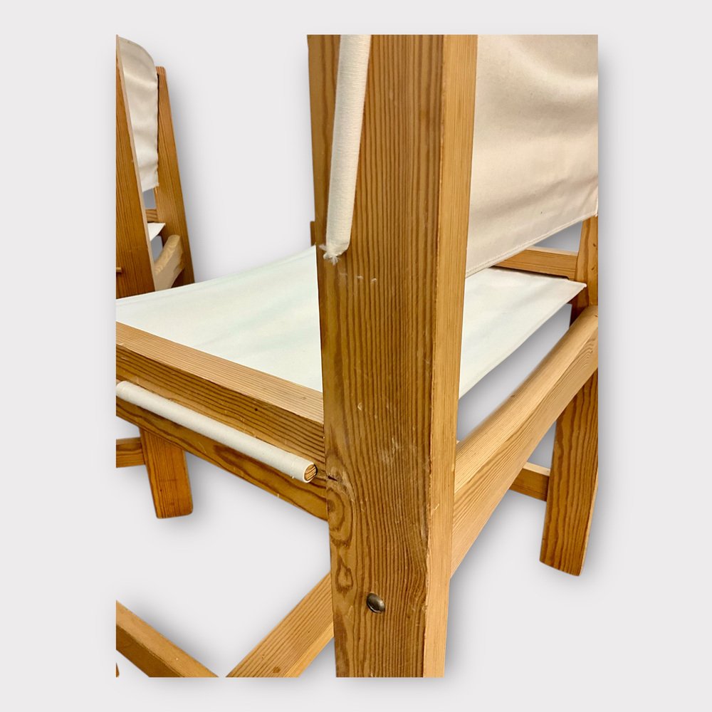 Mid-Century Modern Danish Safari Dining Chairs in Light Beige Canvas ...