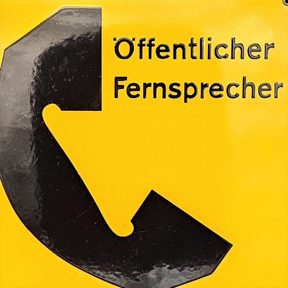 Enamel Public Telephone Sign, 1950s-1960s for sale at Pamono