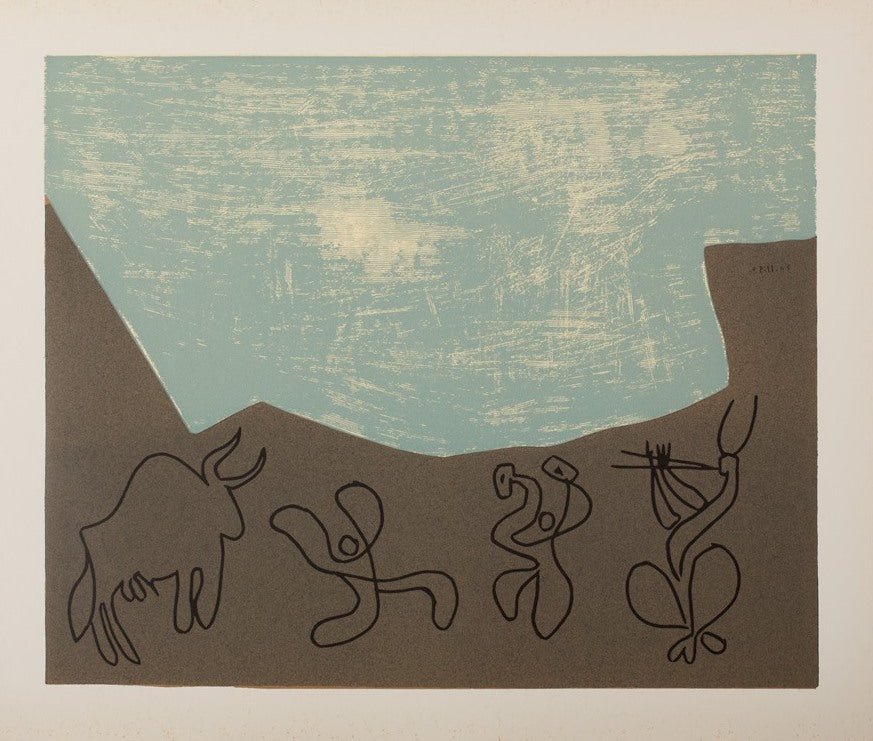 Pablo Picasso, Bacchanal, Musicians and Taurus, Linocut for sale at Pamono