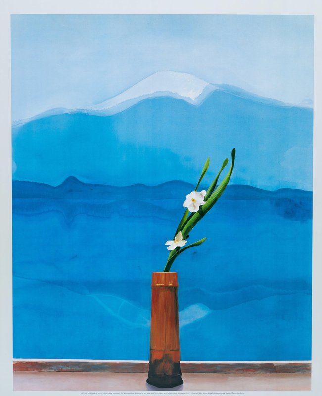 David Hockney Mont Fuji et fleurs Poster en vente sur Pamono