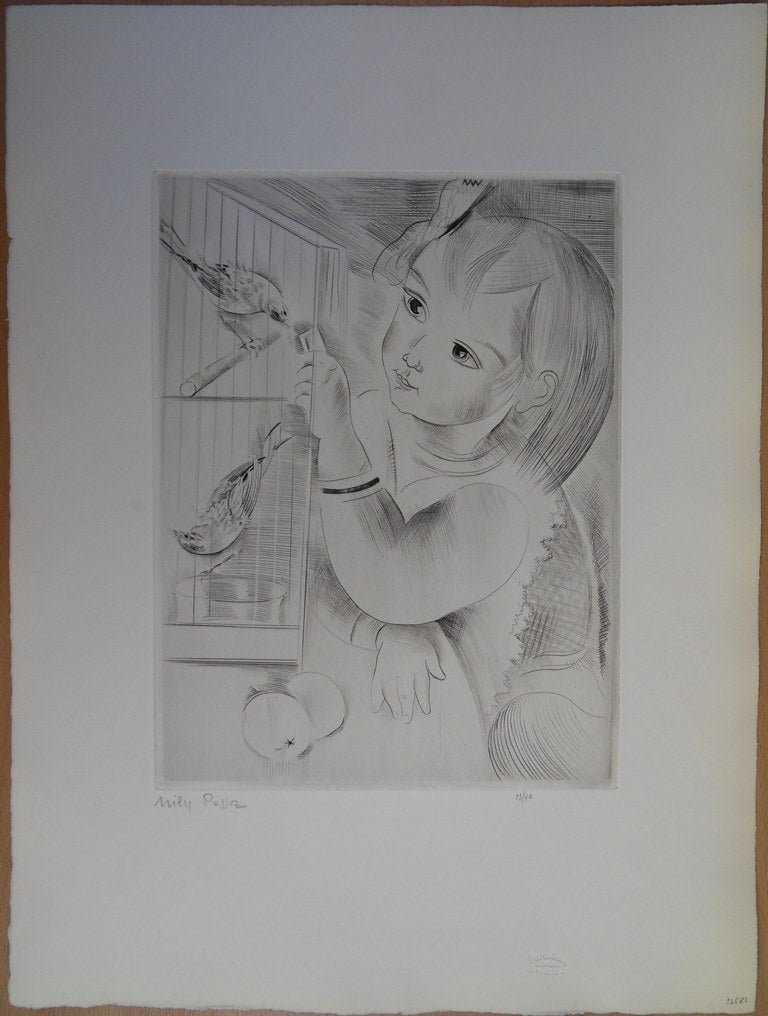 Emilia Mily Possoz, The Bird Cage, Original Engraving for sale at Pamono