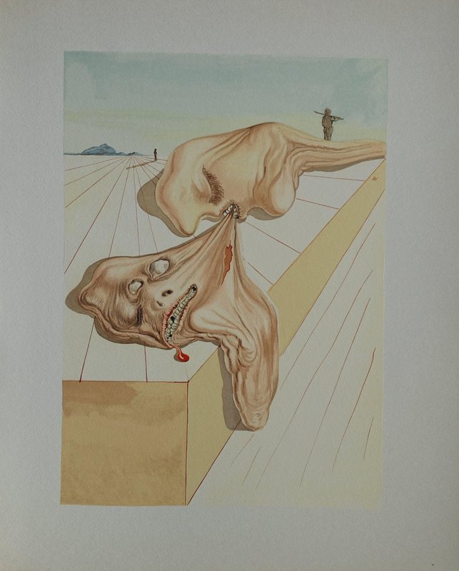 Salvador Dali, Men Who Devour Each Other, Woodcut for sale at Pamono