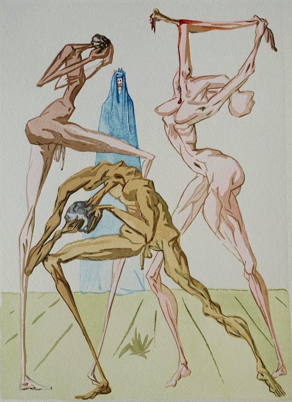 Salvador Dali, The Simoniacs, Woodcut for sale at Pamono