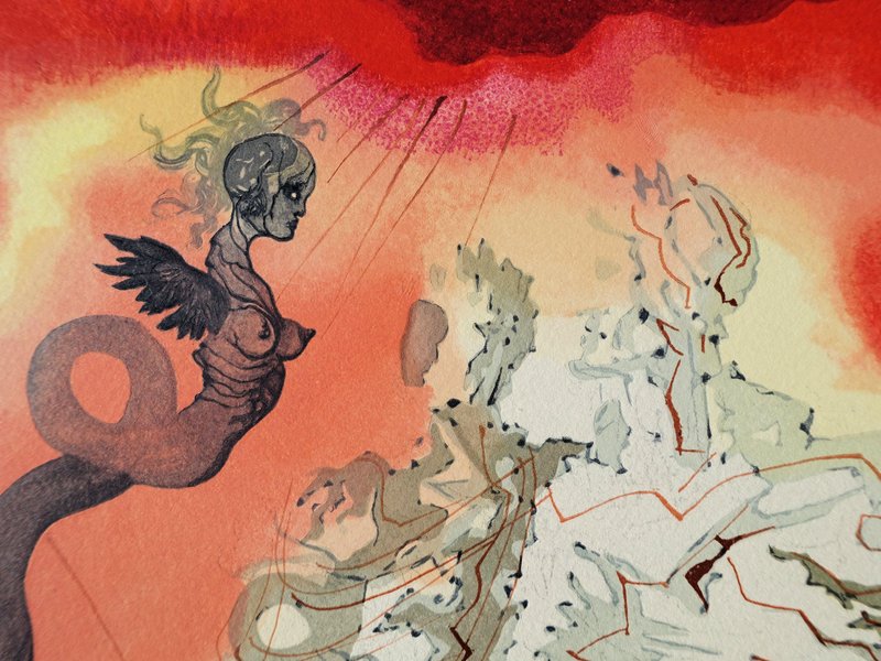 Salvador Dali, The Black Devil, Woodcut for sale at Pamono