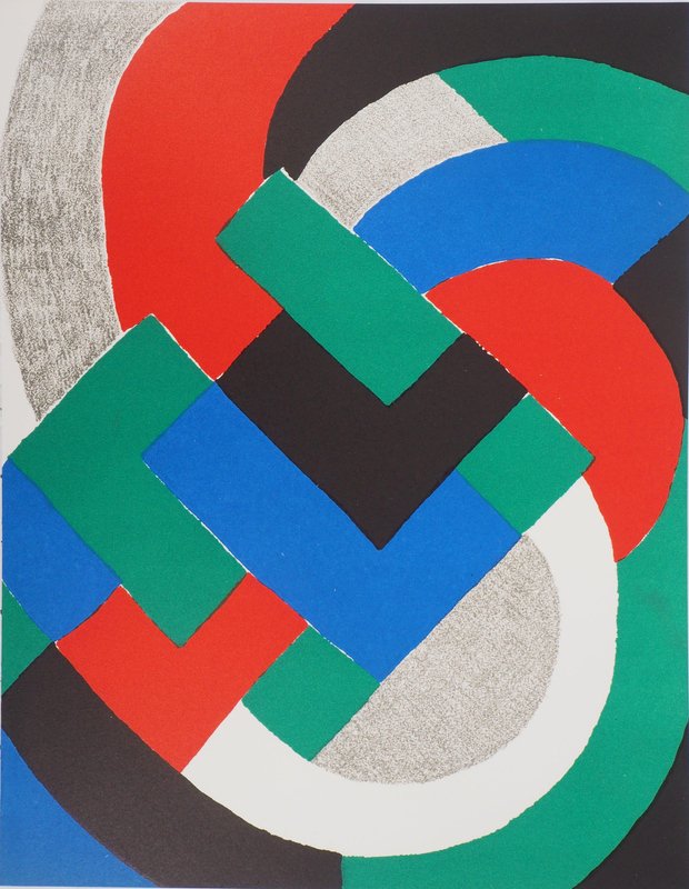 Sonia Delaunay, Blue, Green and Red Composition, Lithograph for sale at Pamono