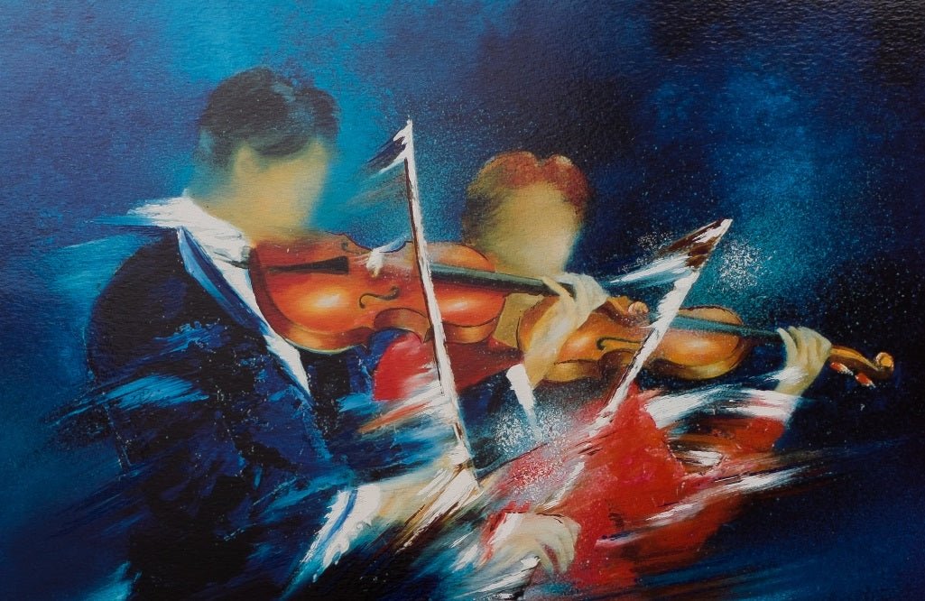 Victor Spahn, Violin Duo Concert, Original Color Screen Print for sale ...