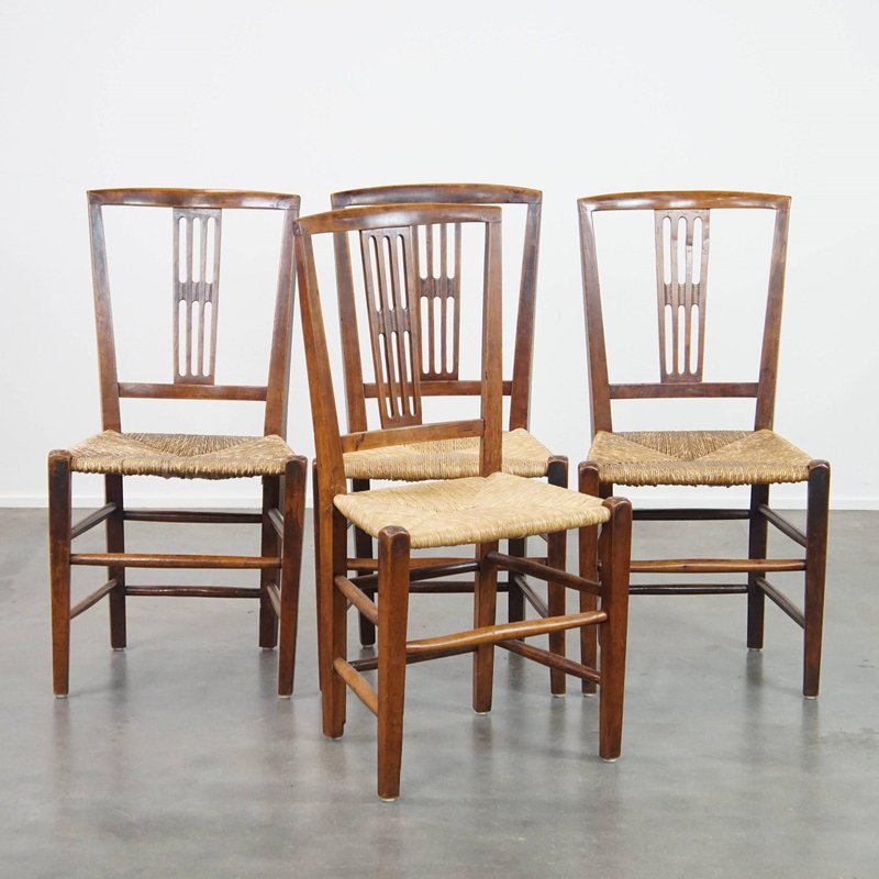 Antique English Dining Room Chairs with Wicker Seats, Set of 4 for sale ...