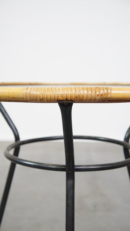 Vintage Round Rattan Coffee Table from Rohé, 1960s for sale at Pamono