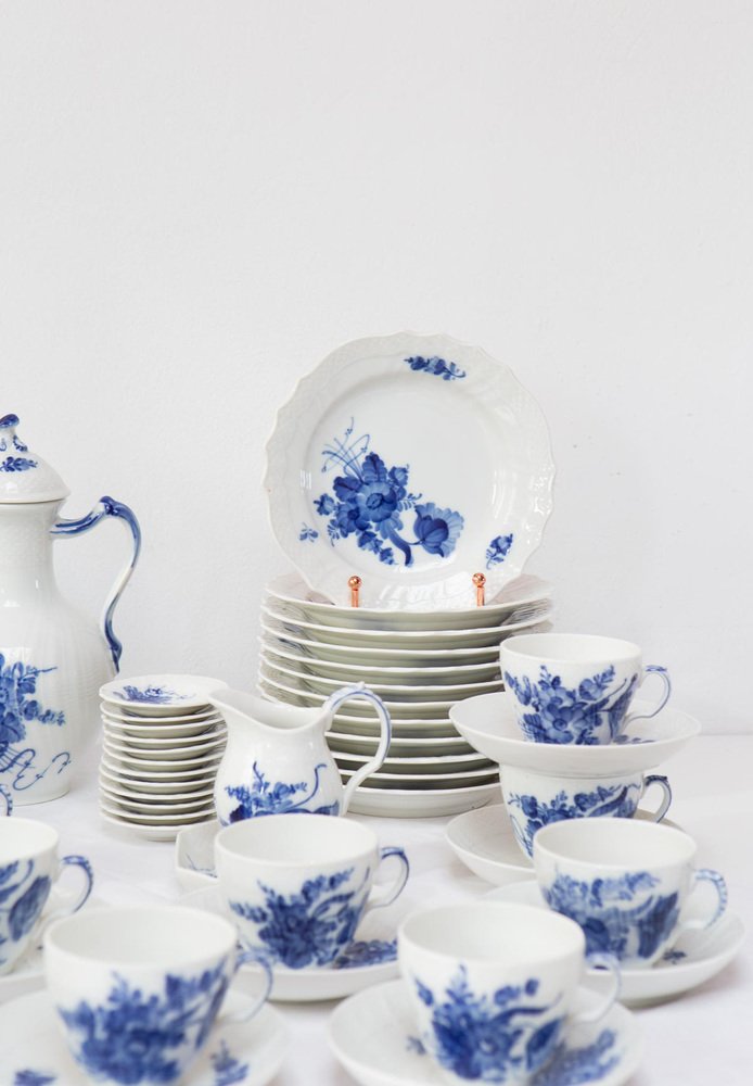 Blå Blomst Blue Flower Coffee Service from Royal Copenhagen, Set of 53 ...