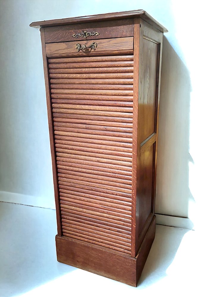 Oak Rolling Shutter Cabinet, 1890s for sale at Pamono