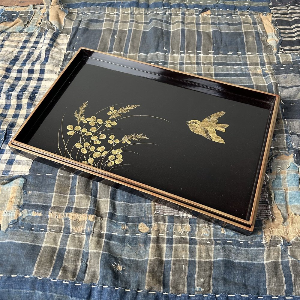 Japanese Wooden Lacquerware Trays, 1920s, Set of 2 for sale at Pamono
