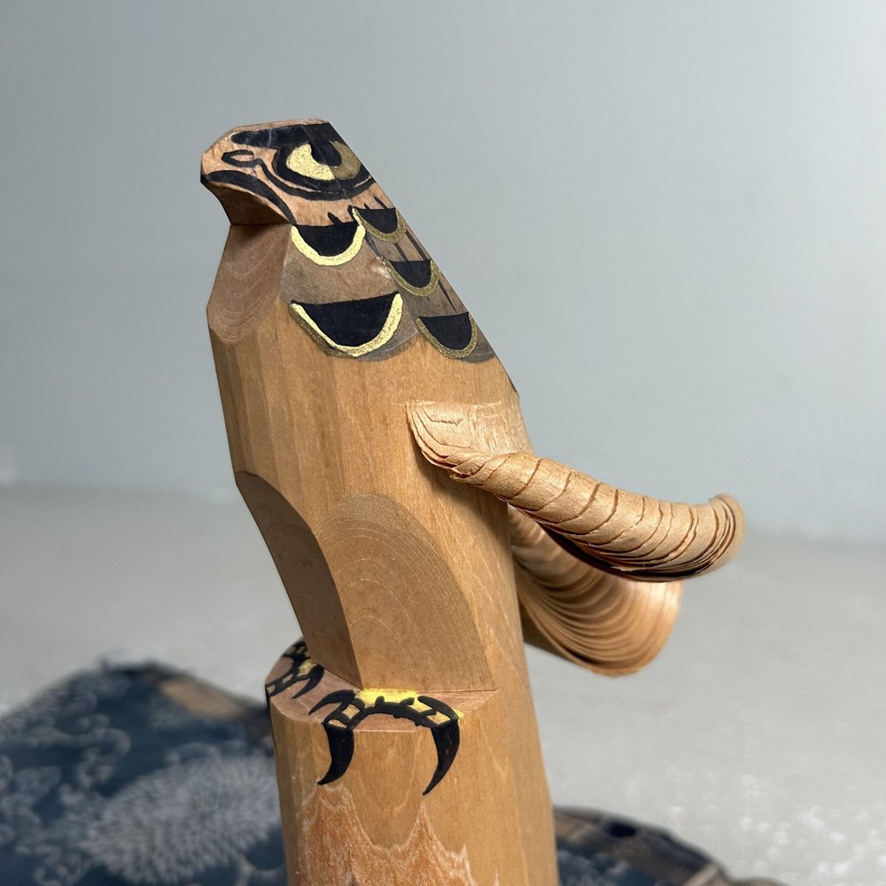 Vintage Japanese Hawk Wood Carving from Tsugaru, 1960s for sale at Pamono