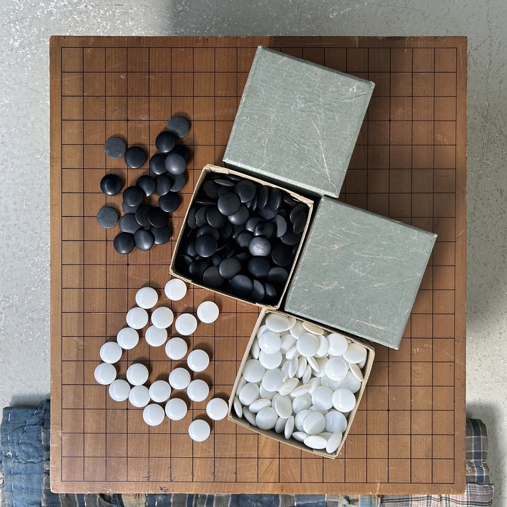 Vintage Go Game Board Goban Kaya, Japan, 1950s, Set of 3 for sale at Pamono