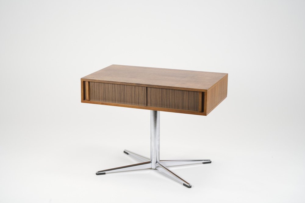 Mid-Century Walnut Rotating TV Side Table, 1970s for sale at Pamono