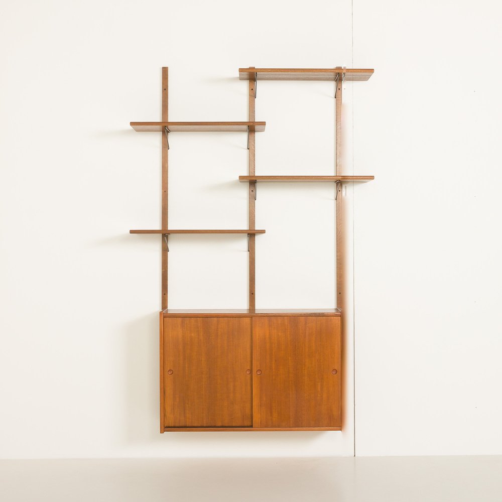 Mid-Century Scandinavian Teak Wall Unit, Denmark, 1970s for sale at Pamono