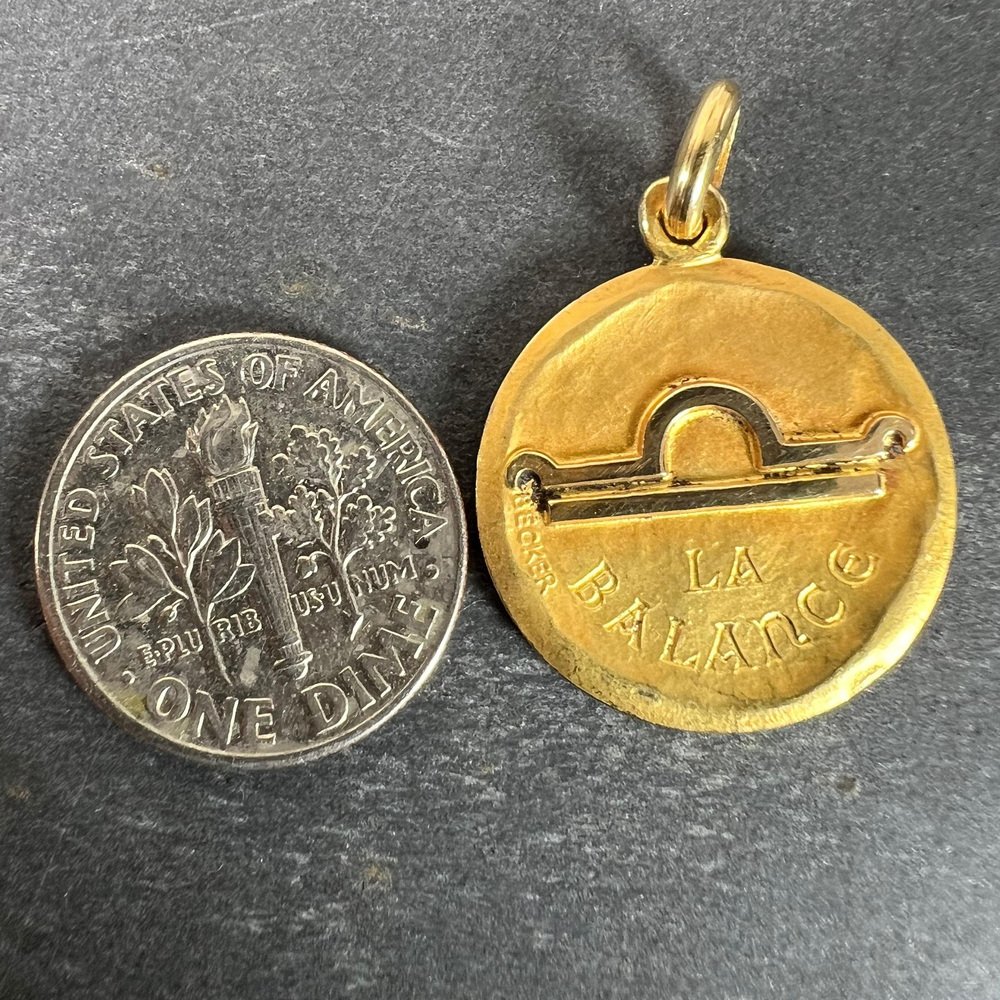 French Zodiac Libra Star Sign 18k Yellow Gold Charm Pendant by Becker ...