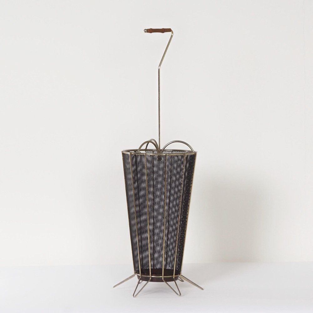 Mid-Century Umbrella Stand in Metal & Chrome, 1950s for sale at Pamono