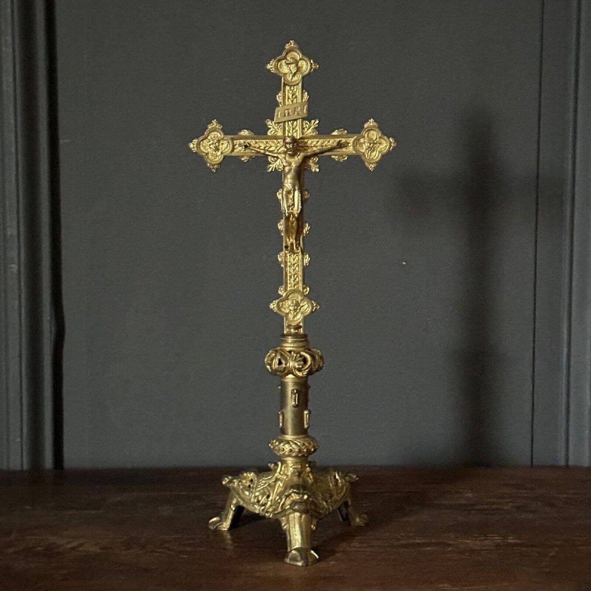 19th Century Napoleon III Gilded Bronze Crucifix for sale at Pamono