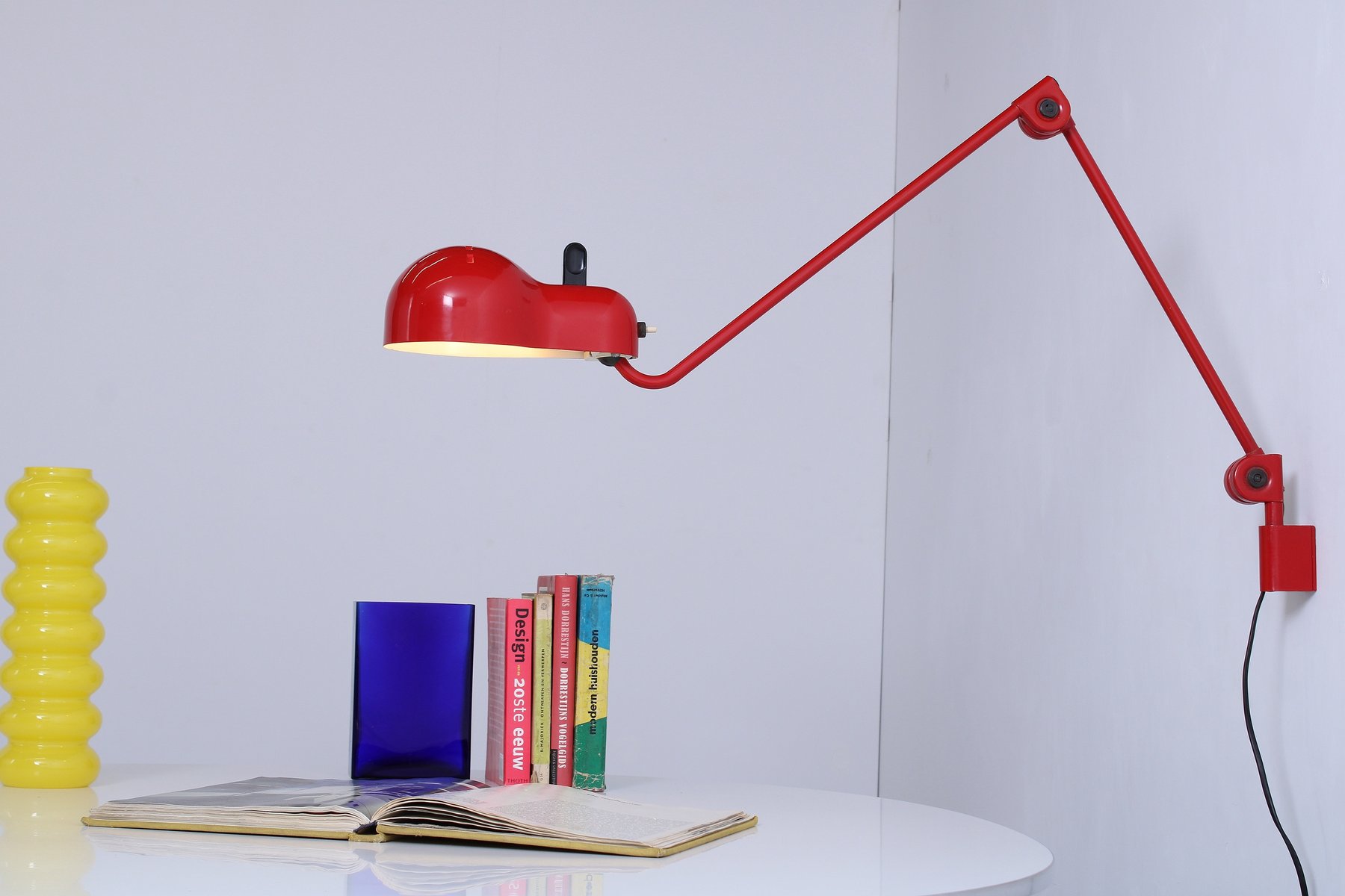 Red Adjustable Topo Wall Light from Stilnovo, 1970s for sale at Pamono