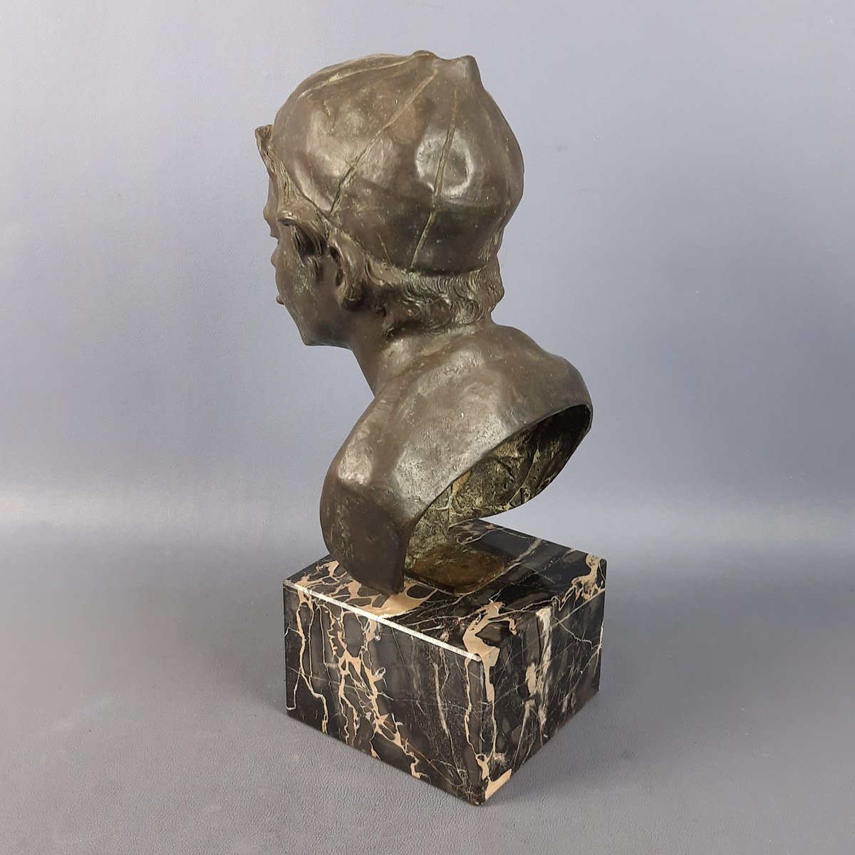Neapolitan Scugnizzo Bronze Sculpture Bust on Marble Base, 20th Century ...