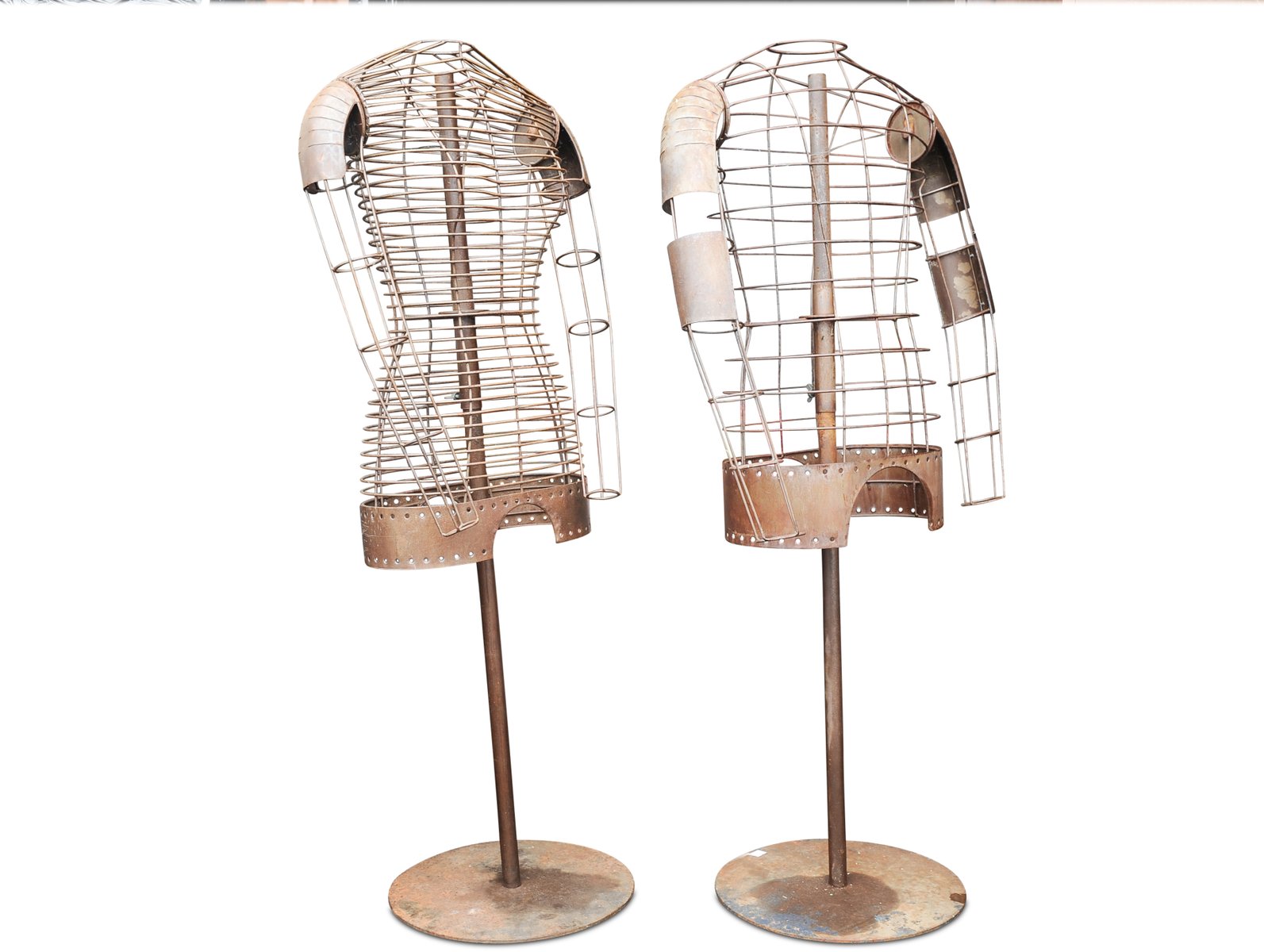 Vintage Patinated Metal Wire Frame Male & Female Mannequins, Set of 2 ...