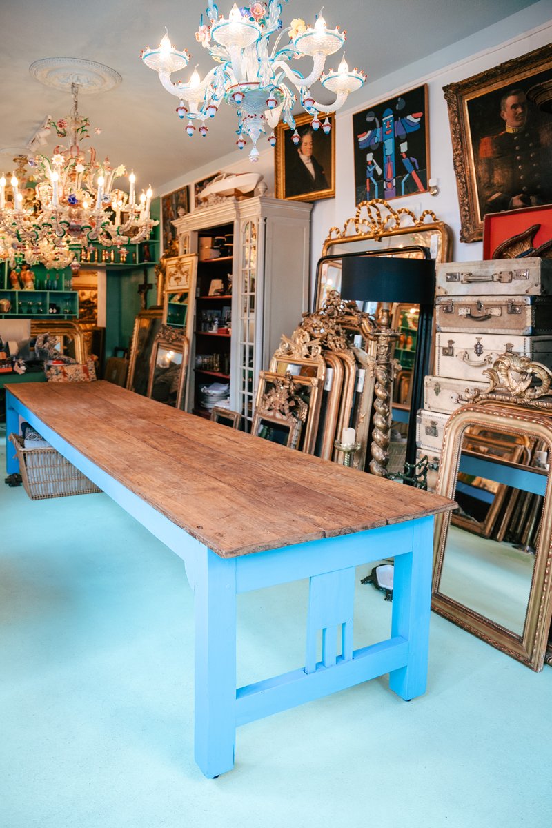 Very Long Vintage French Wooden Cloister Table for sale at Pamono