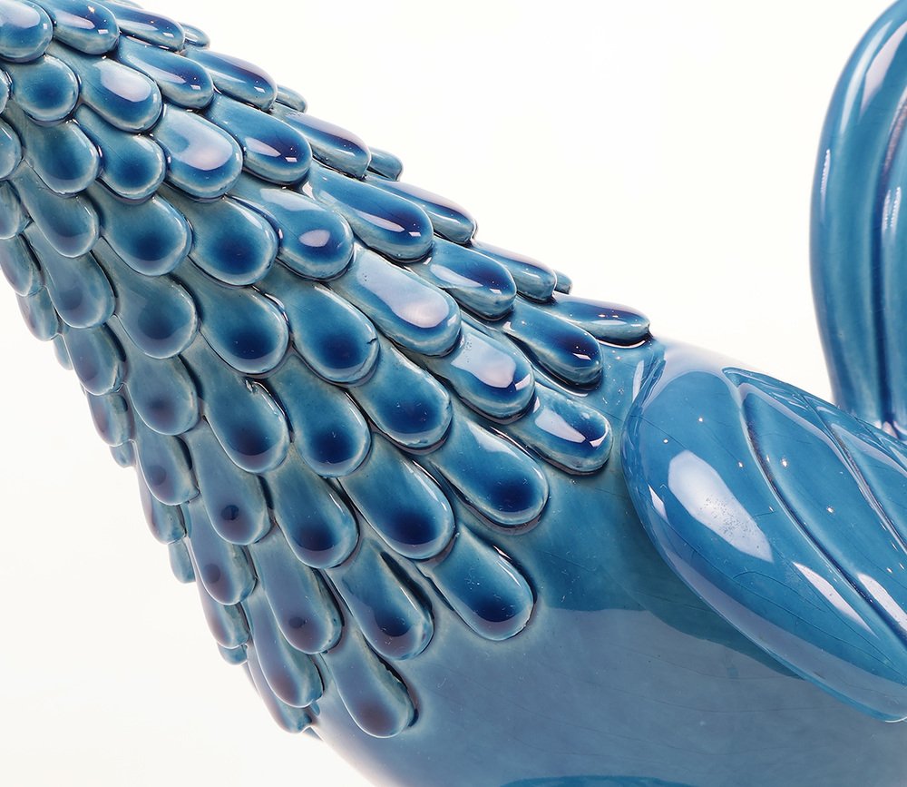 Vintage Italian Blue Ceramic Rooster, 1960s for sale at Pamono