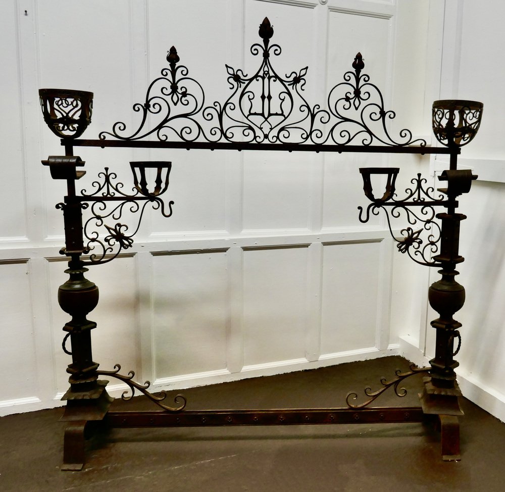 French Gothic Wrought Iron Manor House Fire Surround for sale at Pamono
