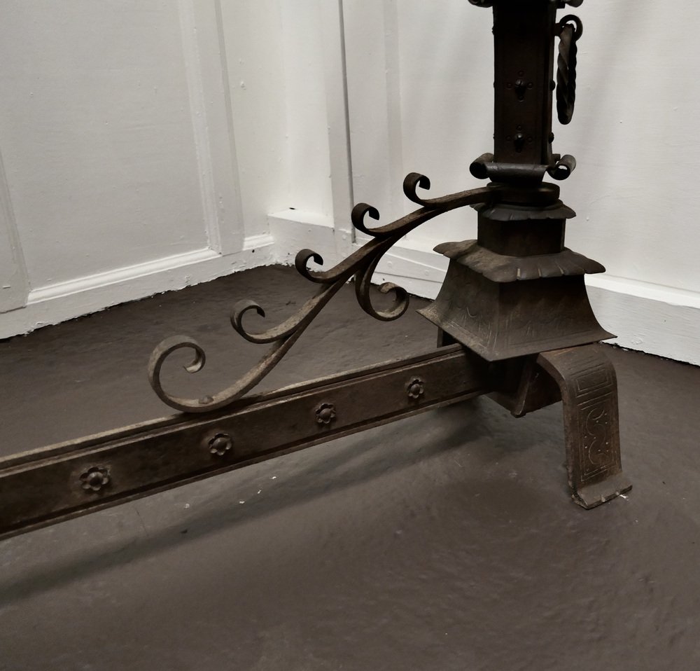 French Gothic Wrought Iron Manor House Fire Surround for sale at Pamono