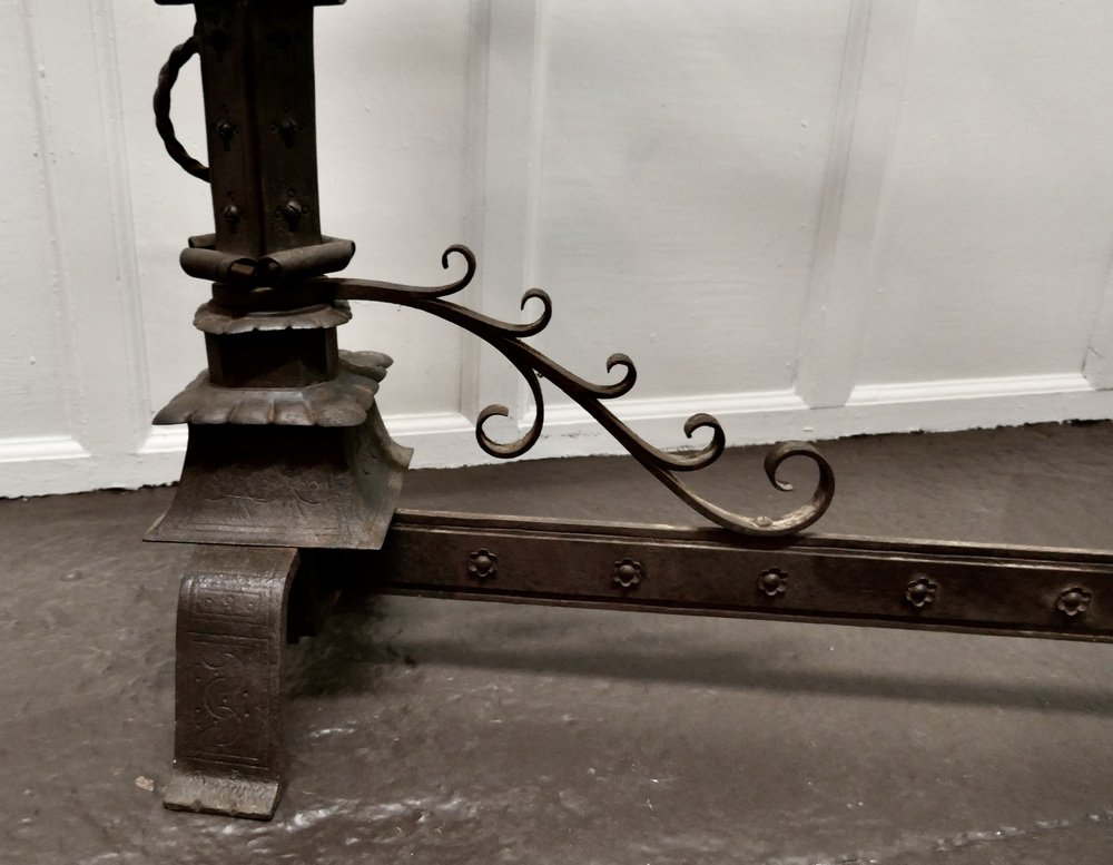 French Gothic Wrought Iron Manor House Fire Surround for sale at Pamono